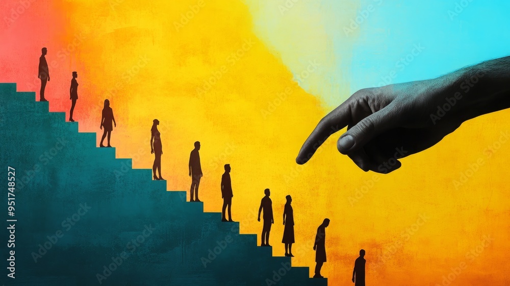 Manager Hand Helping an Employee Overtake Colleagues to the Top of ...