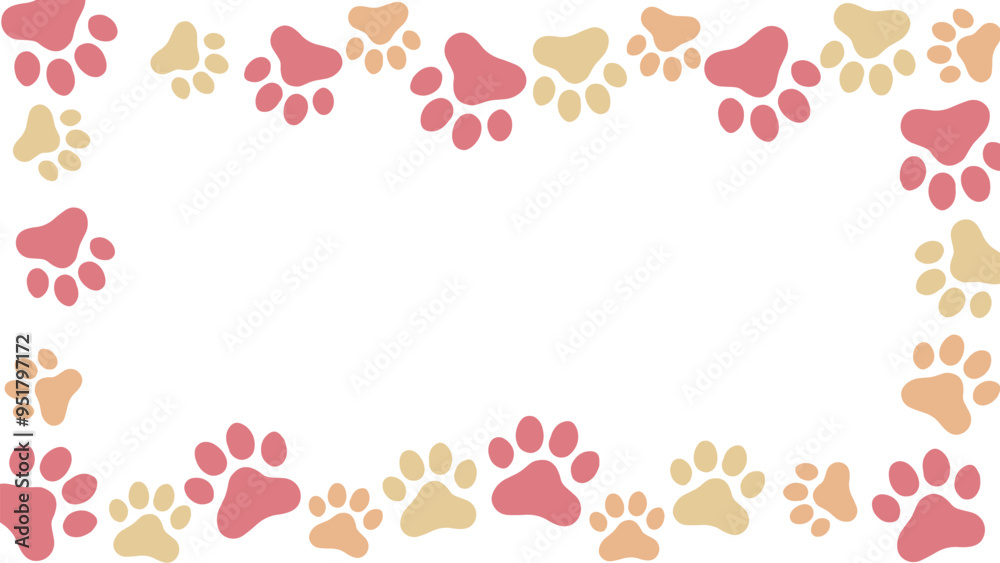 Seamless colorful pink and neutral color dog or cat paw prints. Animal ...