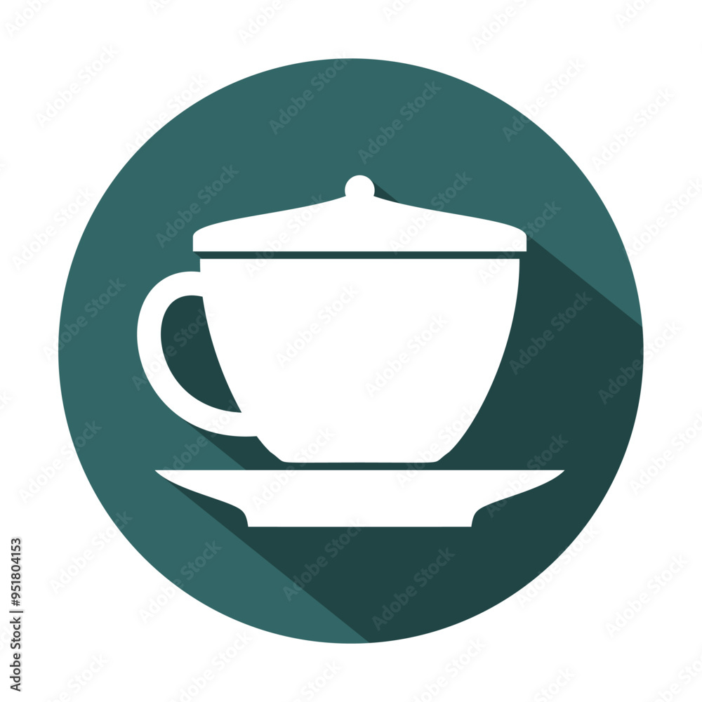 Icon of a glass or cup with a lid and a small saucer, vector ...
