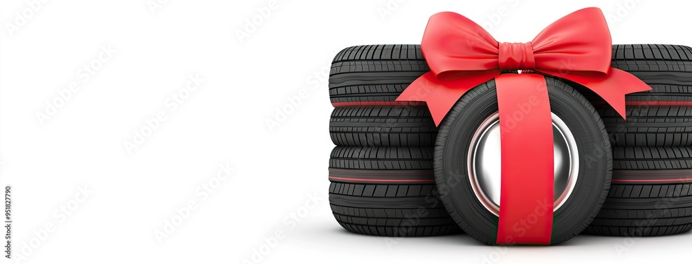 Creative gift presentation featuring black car tires elegantly wrapped ...