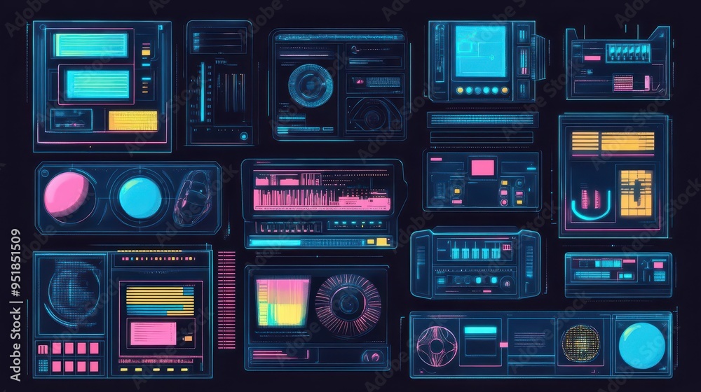 y2k style computer interface elements retro tech aesthetic sticker set ...