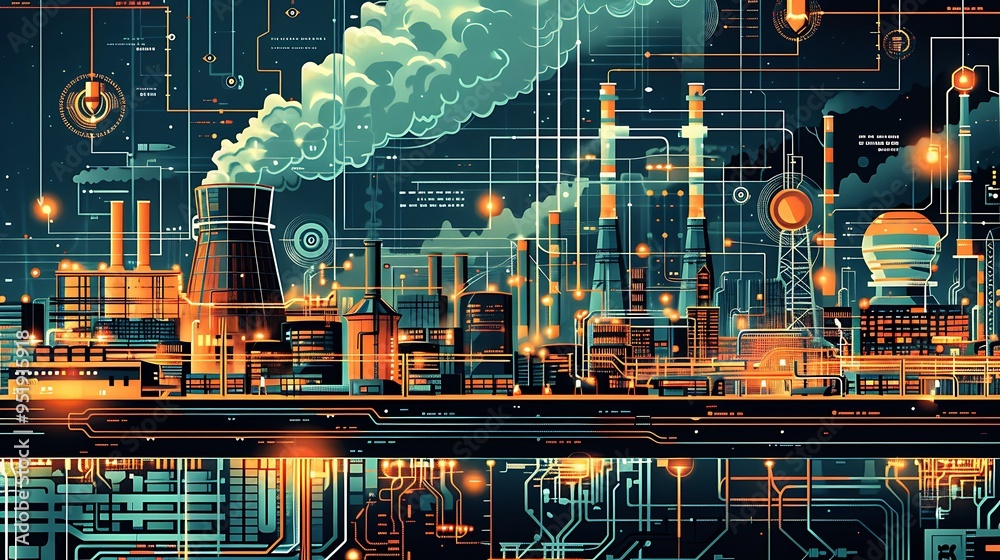 A vibrant and detailed illustration of the history of nuclear energy ...