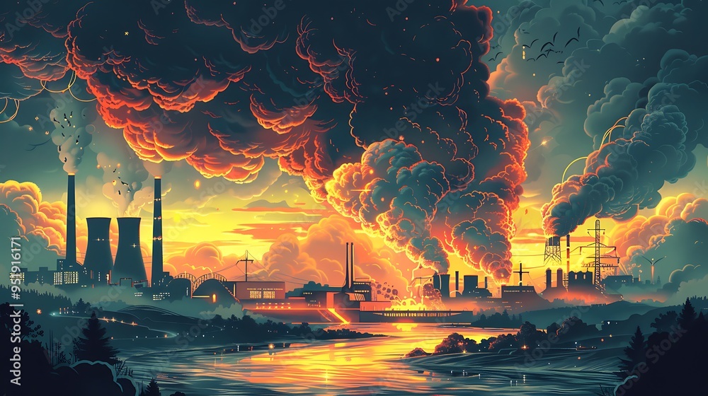 A vibrant and detailed illustration of the history of nuclear energy ...