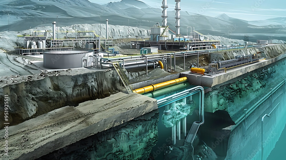 A detailed illustration showing the entire nuclear fuel cycle, from ...