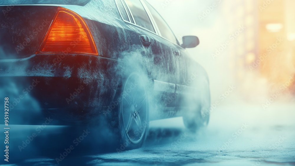 Car Air Conditioning and Ozone Depletion, An illustration showing a car ...