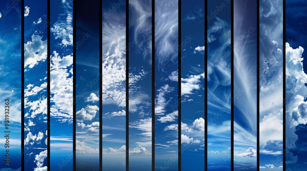 Artistic Vertical Collage of Sky Scenes Featuring Varied Cloud Patterns ...