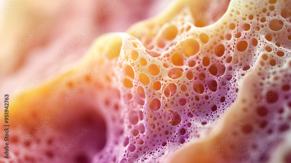 extreme close-up, epithelial tissue, tightly packed cells, visible cell ...