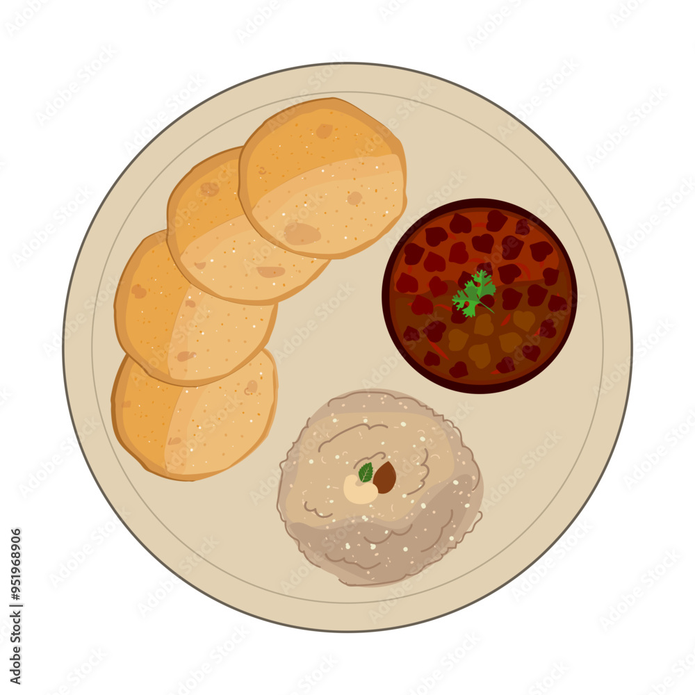 Puri halwa chana sabji, navratri festival puja food, Goddess Durga maa ...