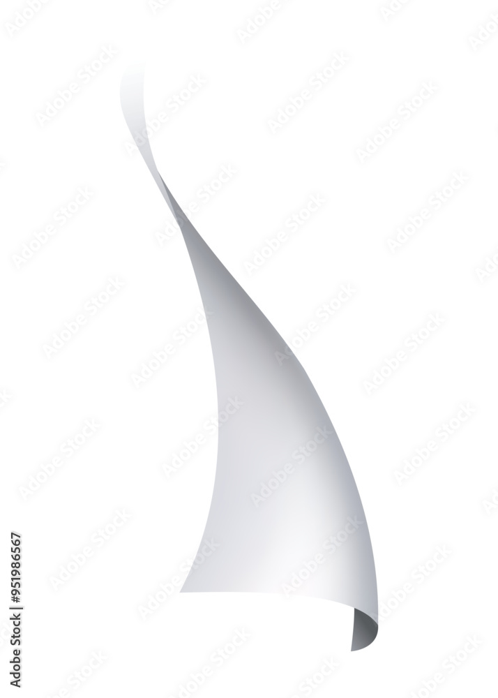 Flying paper page, icon. Falling documents sheet. Curved corner or fly ...