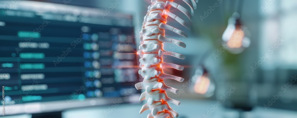 futuristic medical research of back spine back, spine, herniated disk ...
