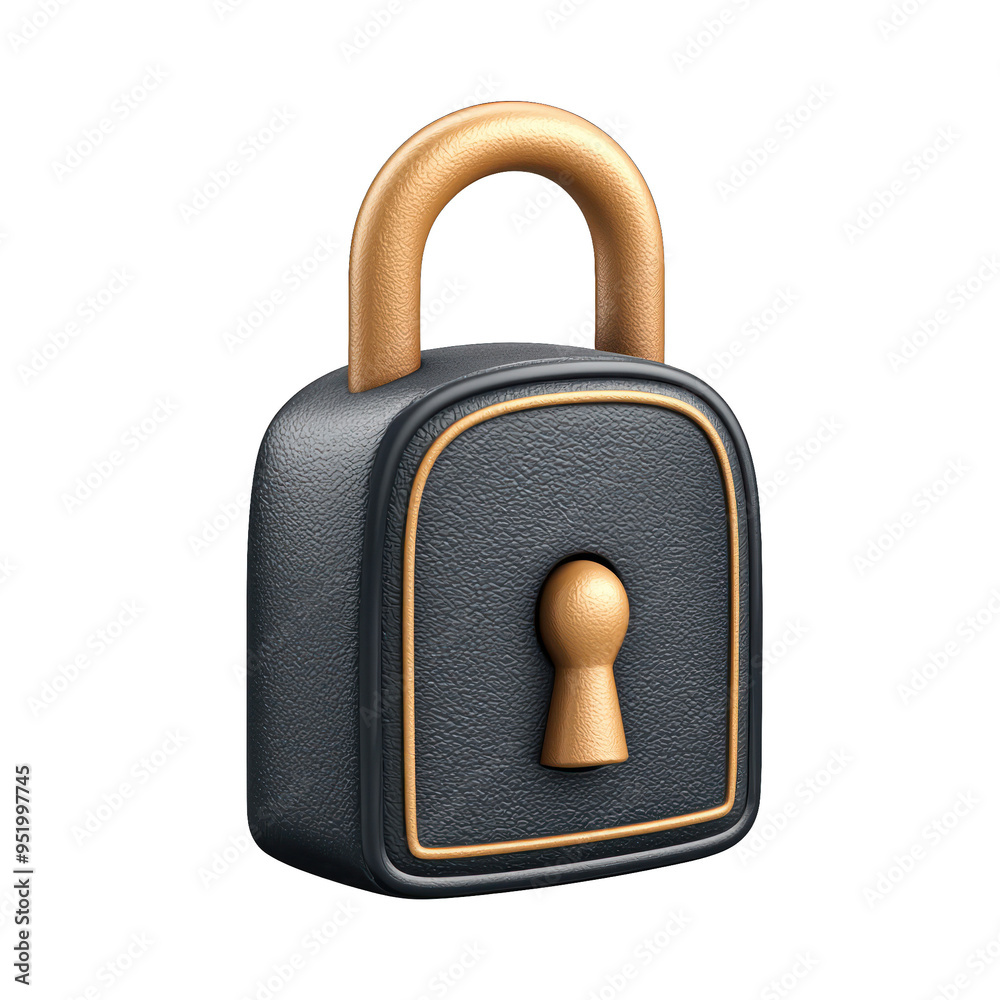 3D Stylish lock with a golden handle and sleek design, symbolizing ...