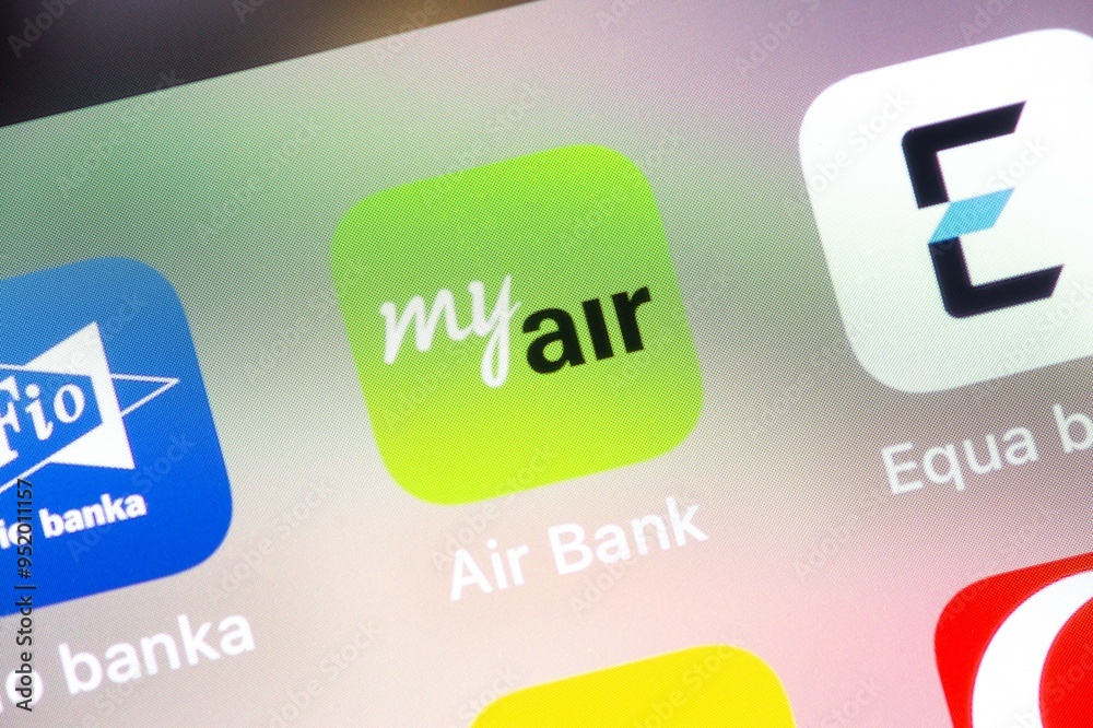 Czech MyAir mobile banking app installed on iOS device Stock Photo ...