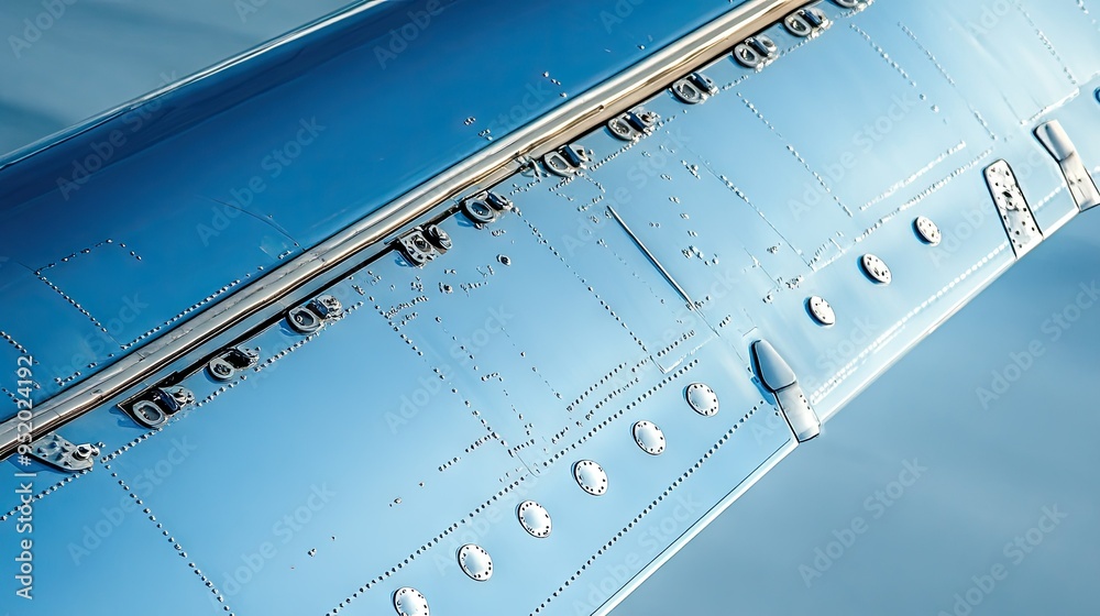 A close-up of an s control surfaces, including the ailerons and flaps ...