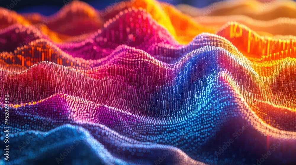 A detailed shot of a 3D heatmap chart with color-coded data points and ...