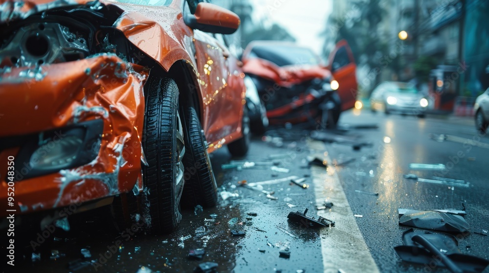 Head-On Collision: Two vehicles collided head-on at high speed on a ...