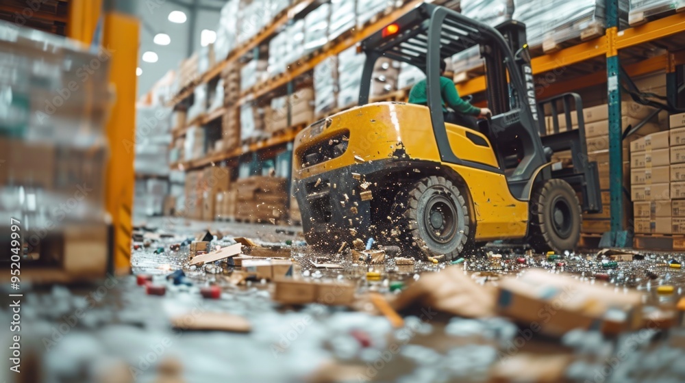 Warehouse Forklift Crash: A forklift operator accidentally toppled a ...