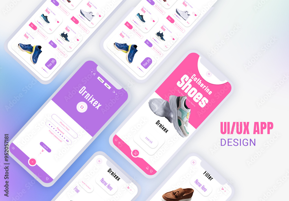 Shoe App Project Social Media Layout Stock Template | Adobe Stock