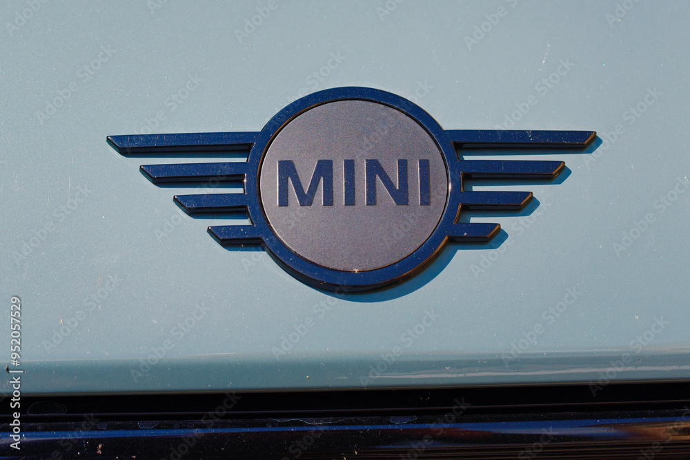 Minsk, Belarus. May 26, 2024. Mini Cooper emblem on car hood. Mini ...