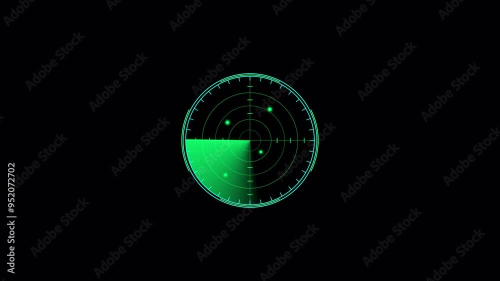 Radar Scanning loop. Radar screen animation. Signal transmitted sonar ...