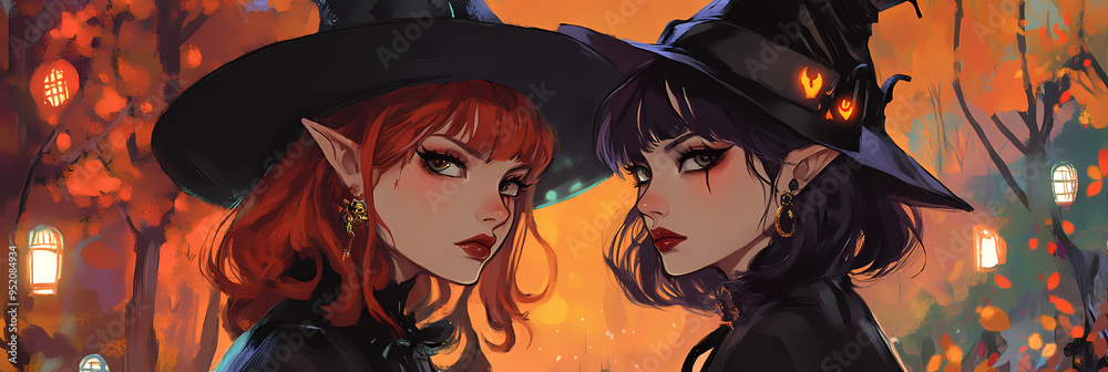 Cute Romantic Girls Kissing in Horror Themed Anime Manga Art Style ...