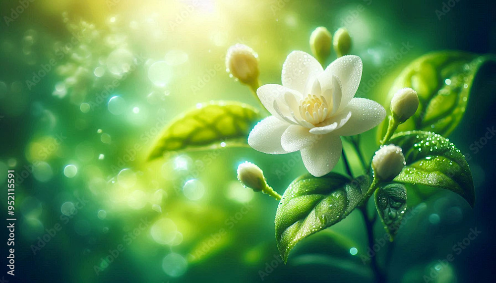 beautiful jasmine white flower blooming on plant,in india known as ...