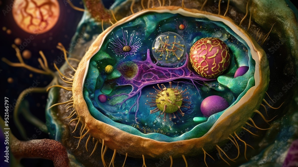 Artistic representation of a plant cell's internal structure ...