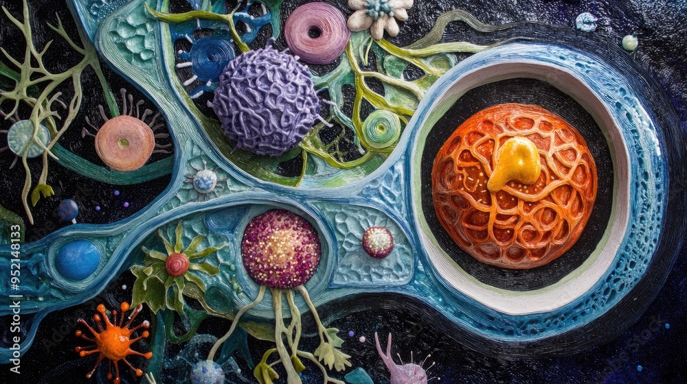 Artistic representation of a plant cell's internal structure ...