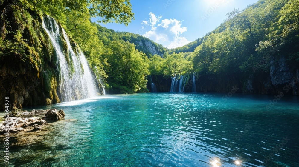 The serene beauty of the Plitvice Lakes, Croatia, with cascading ...