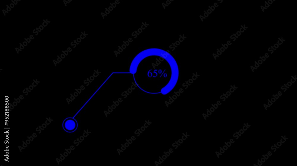 65 percent Call out Pie Chart Animation. Forty Seven percent Glowing ...