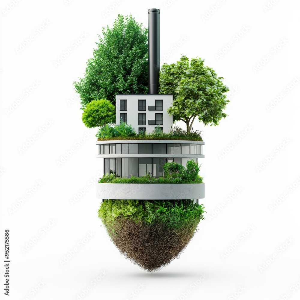 Innovative eco-friendly architecture with greenery, representing ...