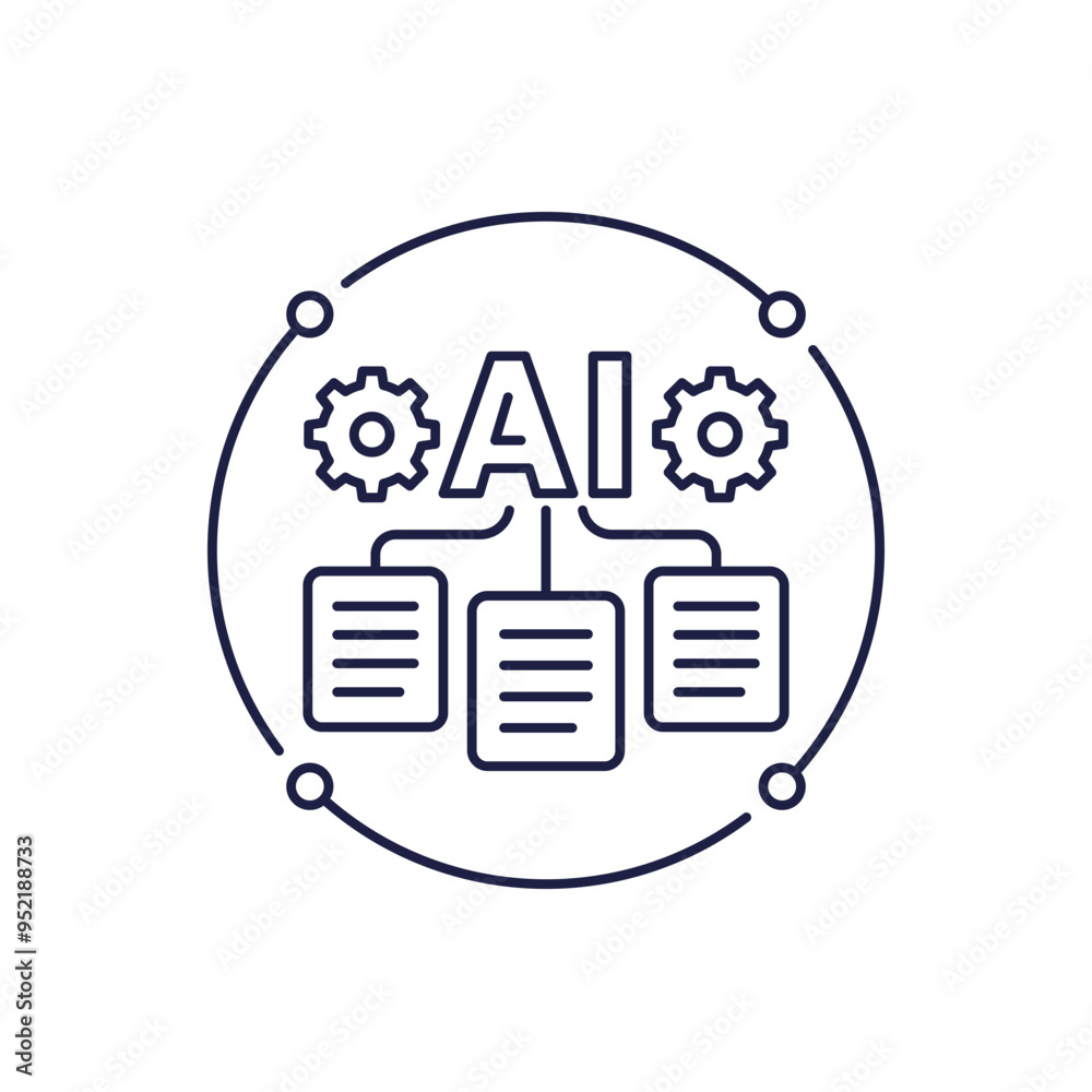 AI for DMS line icon, data management and artificial intelligence Stock ...