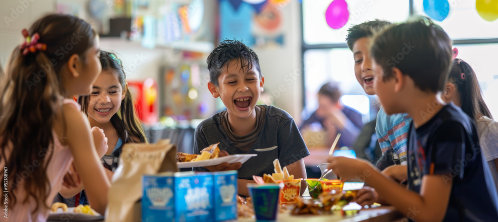 Cheerful End of Year School Party with Students Celebrating ...