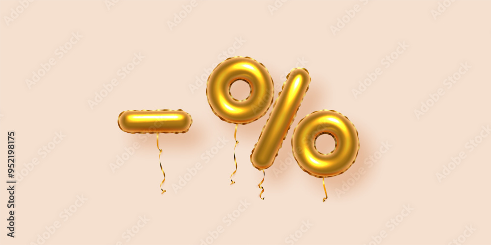 Discount creative composition with gold percent off. 3d Golden sale ...