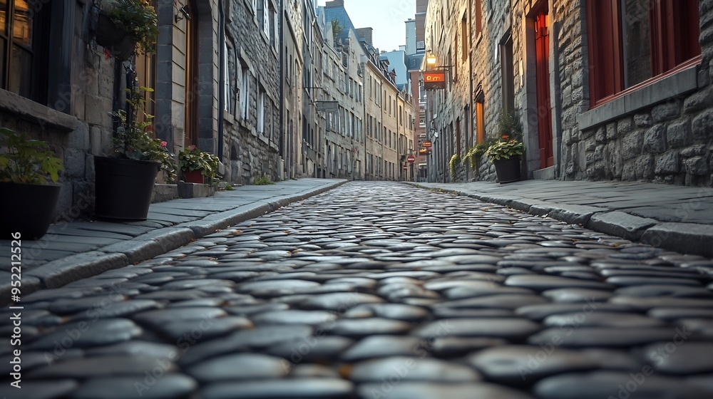 Historic Architecture in Old Montreal Vieux Montreal Stone Buildings and Cobblestone Streets in ...