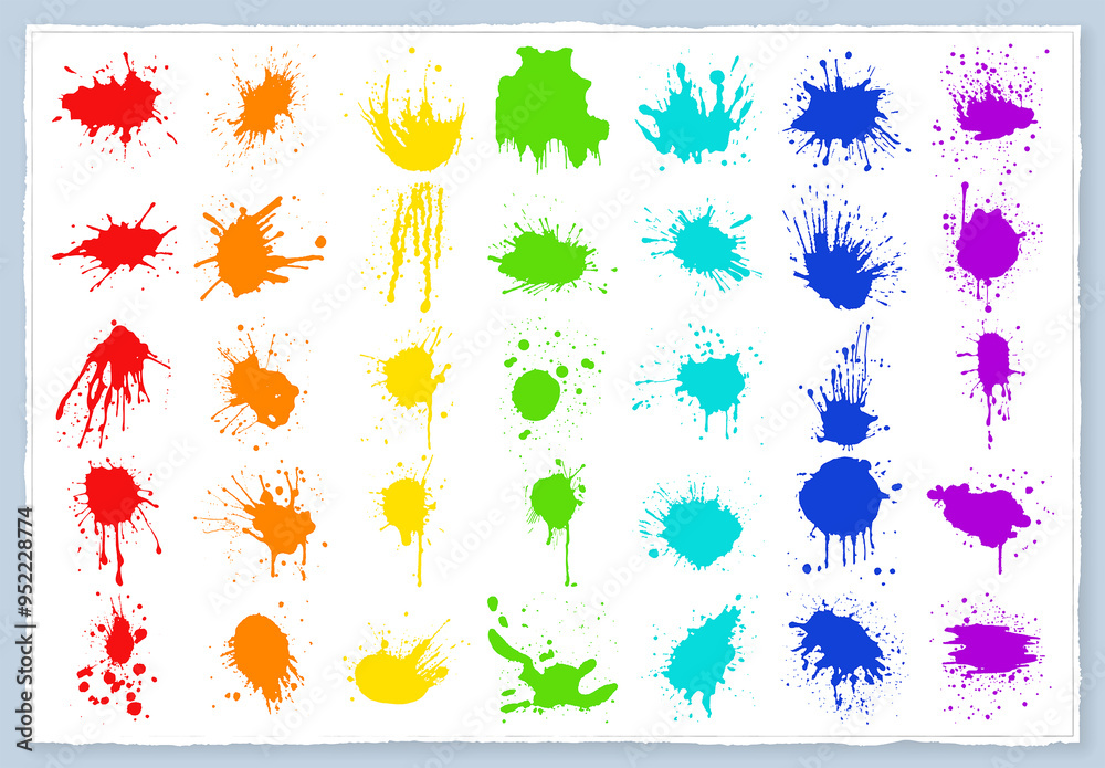 Vector colorful ink drops and paint splashes Hand drawn design elements ...
