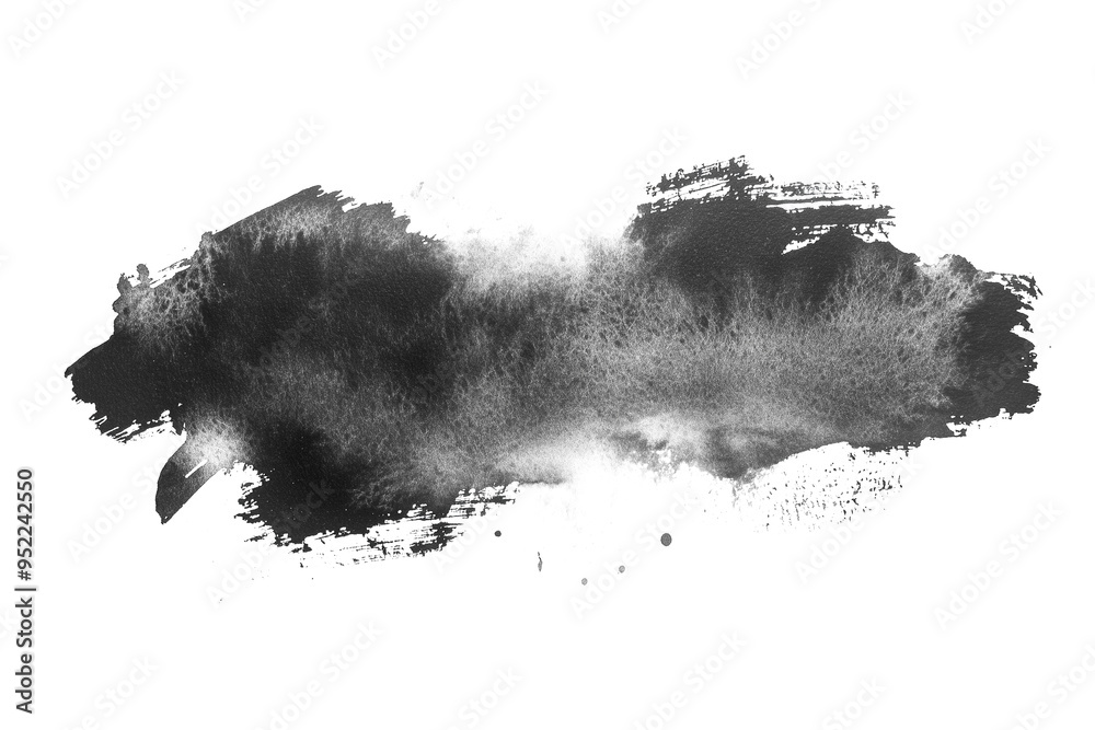 A black watercolor splash with soft, diffused edges and rich textures ...