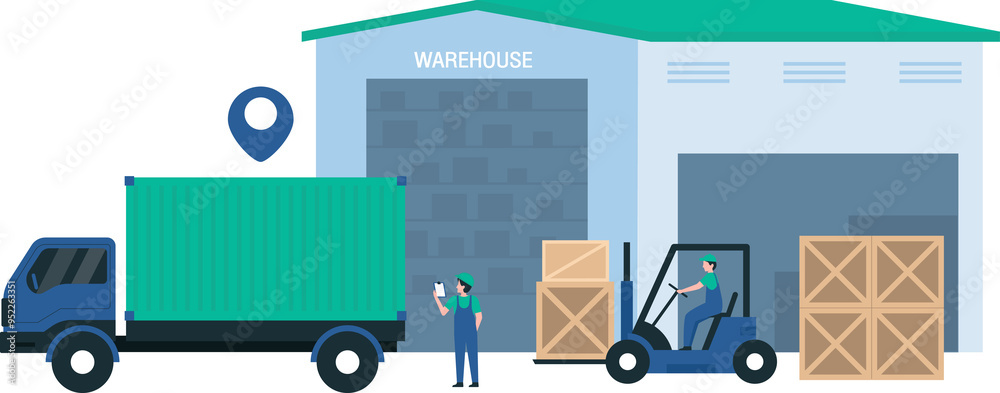 Warehouse Crew Unloading Goods from Trucks. Transparent Background, PNG ...