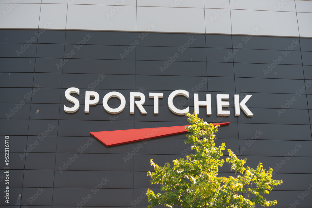Sport Chek sign on the exterior of Yorkdale Shopping Centre located at ...