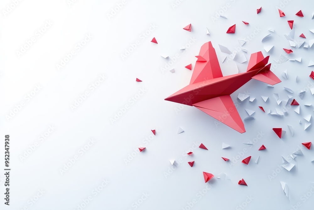 Paper plane taking off, clean geometric forms, minimal flat design ...