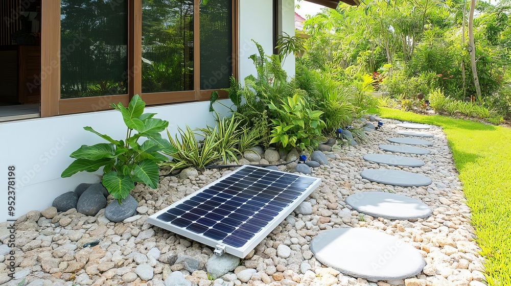 Sustainable home garden ideas with solar-powered lights, rainwater ...