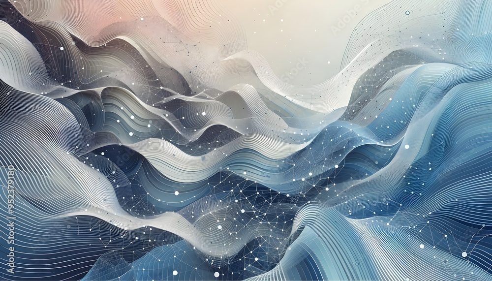 Layered Elements: Use layers of abstract shapes and network patterns to ...