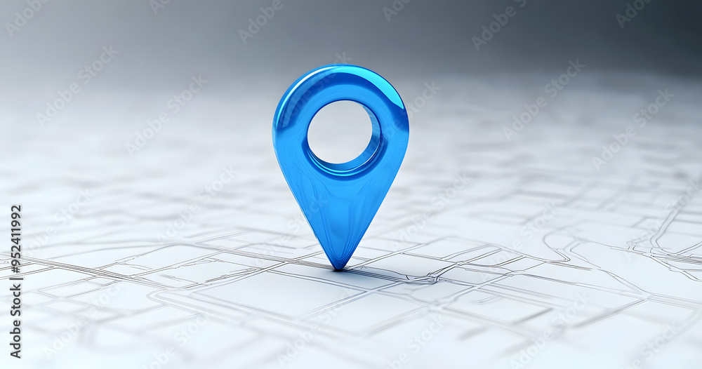 Blue location 3d icon marker or route gps position navigator sign and ...