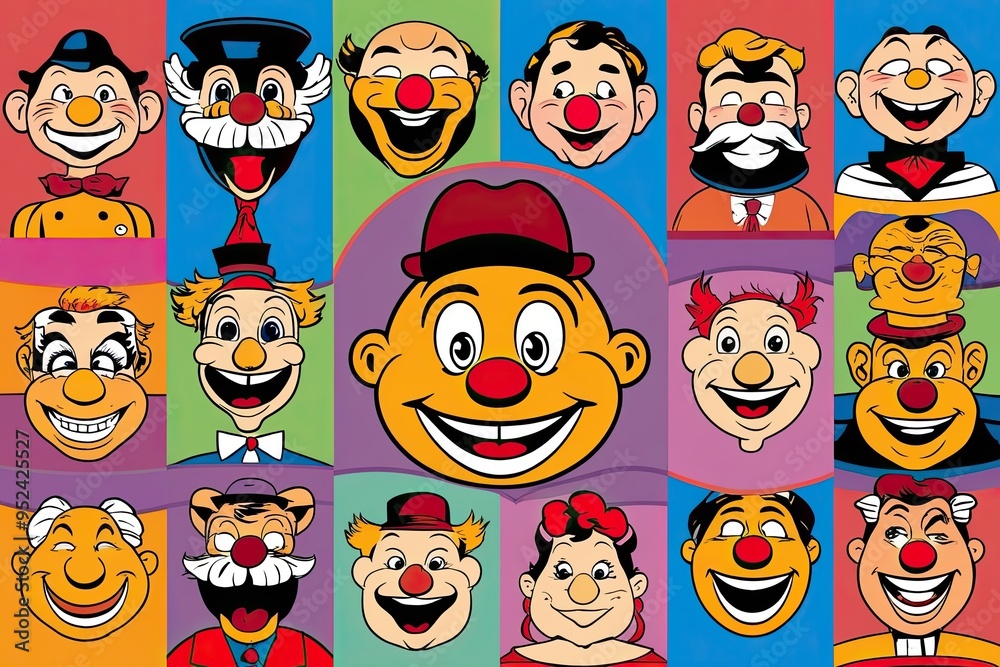 Colorful Retro Cartoon Mascots Showcasing Funny Faces and Playful ...