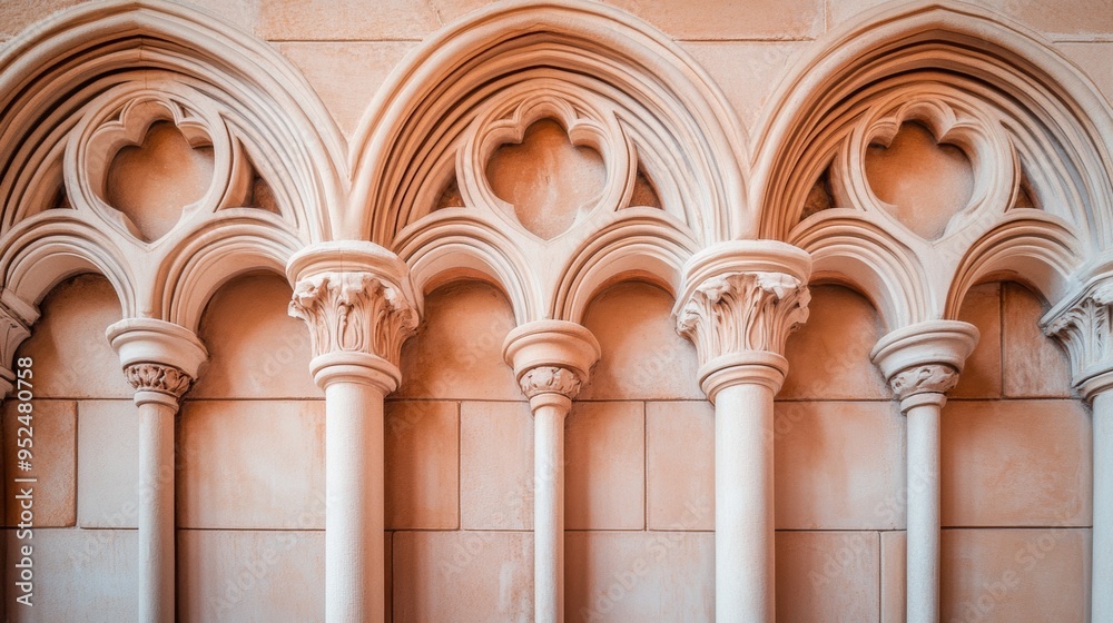 A classic Romanesque architectural detail featuring a repeating pattern ...