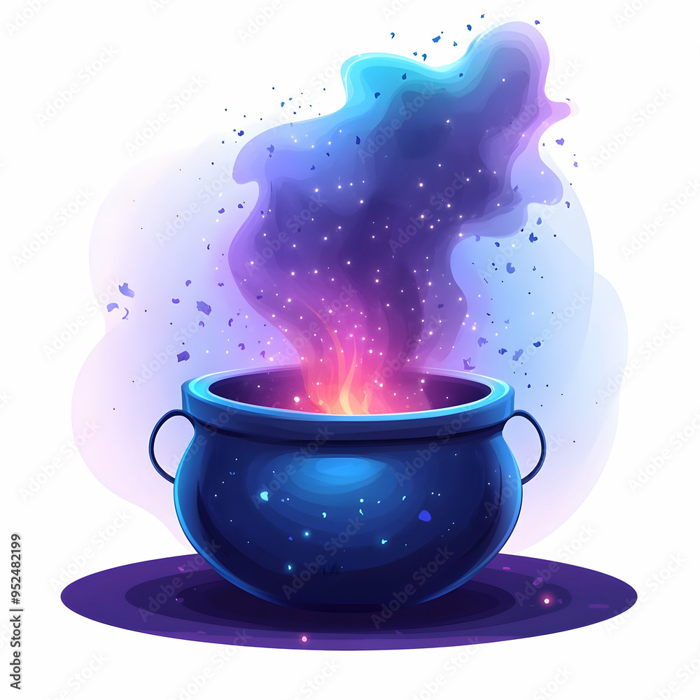 Flat Glossy Witchs Brew Background with Cauldron concept as A glossy ...