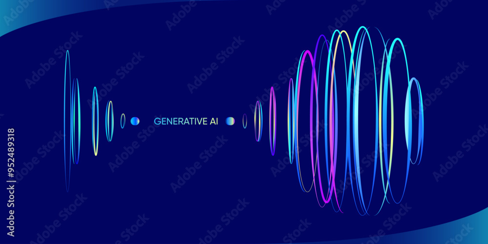 Illustration of abstract stream. Artificial intelligence. Big data ...