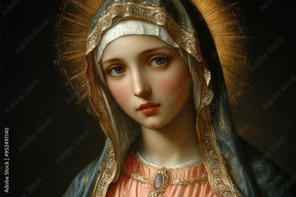 Sacred icon: Portrait of St. Mary capturing the divine serenity and ...