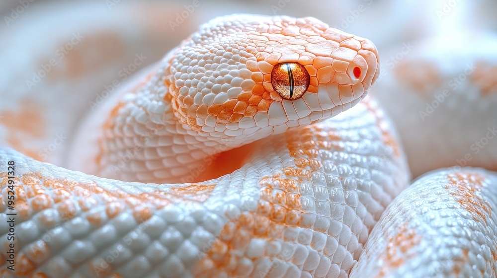 3D render of abstract macro background with tangle of albino snake skin ...