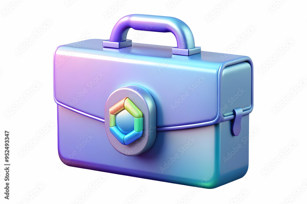 3D Holographic briefcase with Labh Pancham symbol and copy space ...