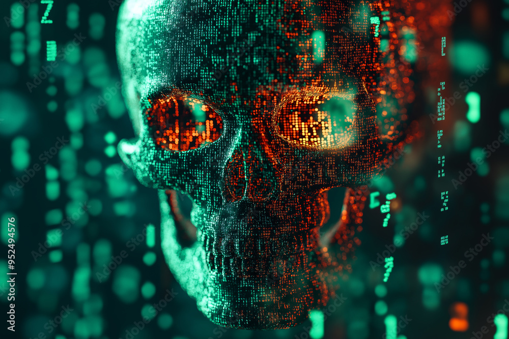 Digital Skull Representing Cybersecurity Threat - Visualizing the ...